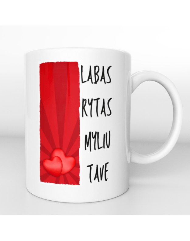 Puodelis Labas rytas. Širdelė siunčia bučinį | Pimpim.lt