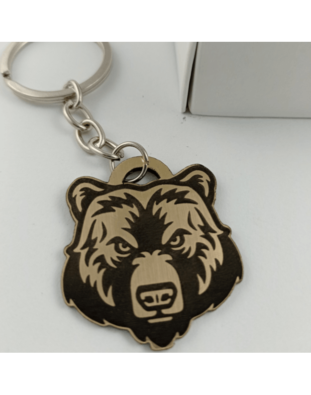 Graviruotas raktų pakabukas sidabrinė meška | Pimpim.lt