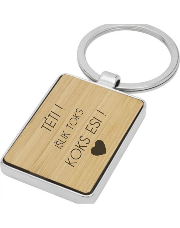 Raktų pakabukas tėčiui - tėveli, išlik toks, koks esi. Apvalus, medinis ...